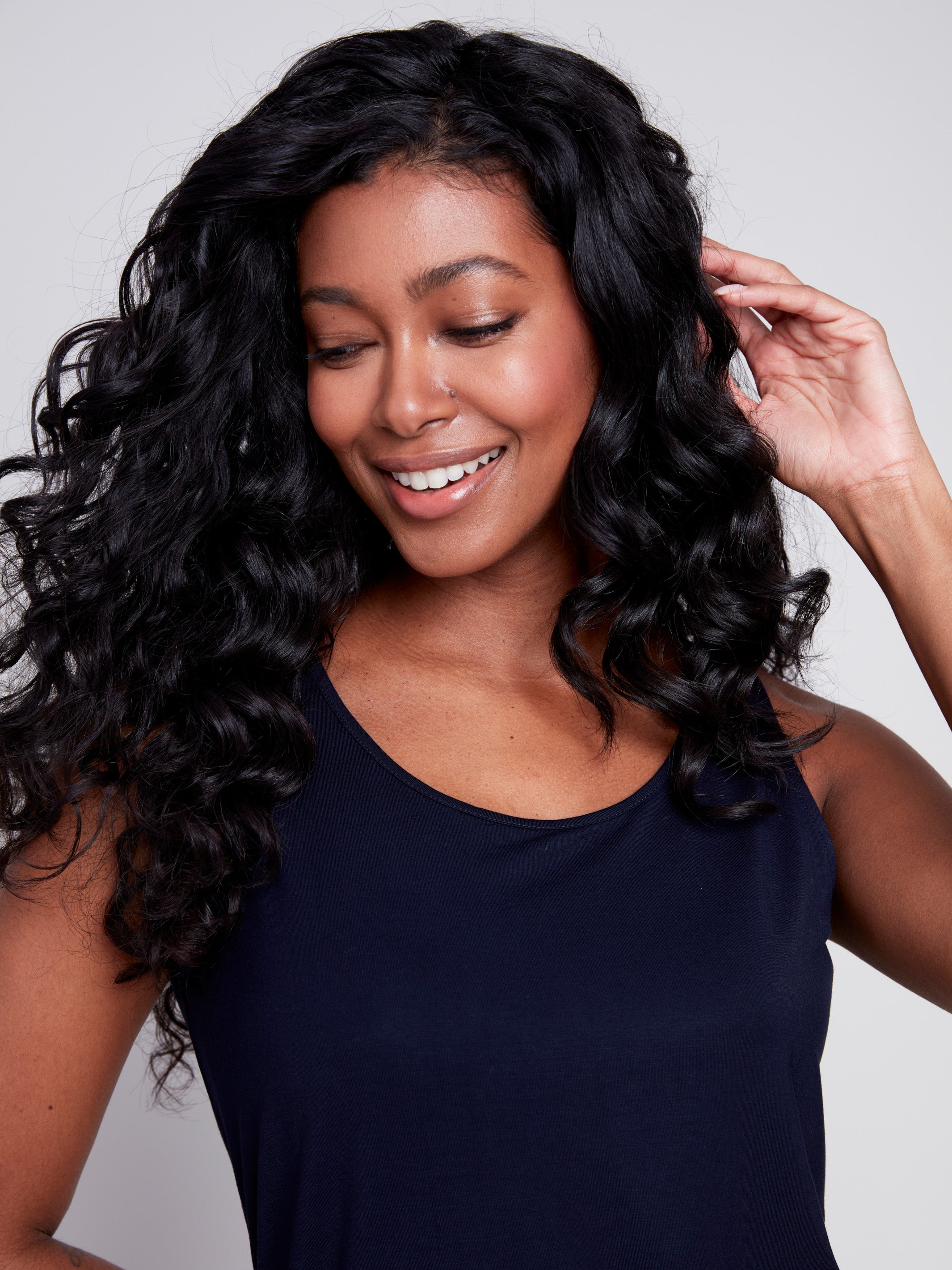 Cami Tank Top | Reversible Bamboo Navy Camisole | Charlie B